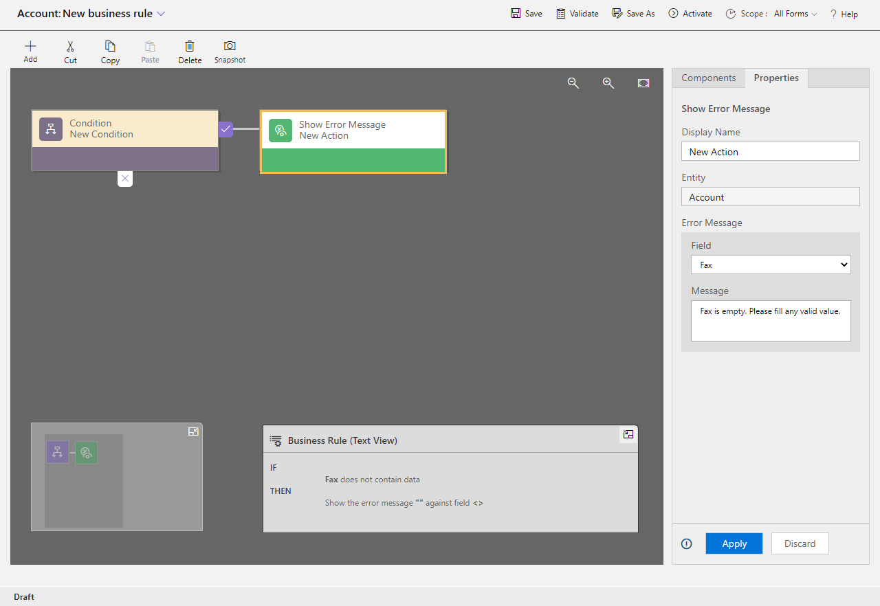 How to show error message using business rules ? - CRM Crate