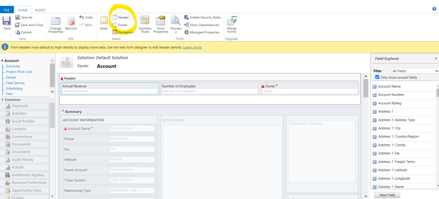 How to add header and footer in form? - CRM Crate