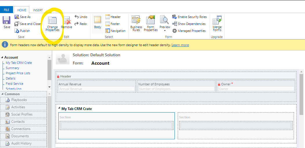Add tabs & sections in form - CRM Crate