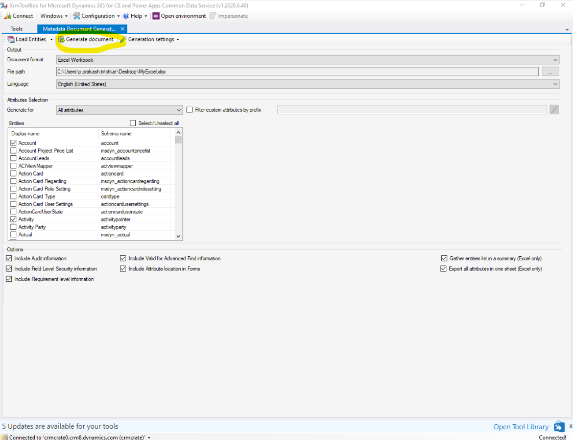 How to easily generate entity metadata in an excel sheet? - CRM Crate