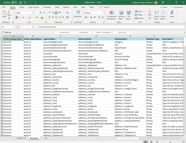 How to easily generate entity metadata in an excel sheet? - CRM Crate