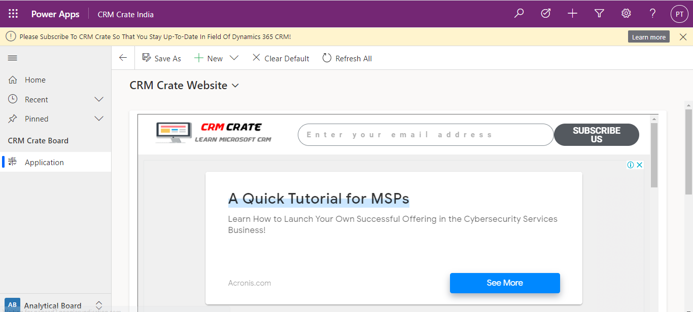 Display a user notification in the Dynamics 365 application - CRM Crate