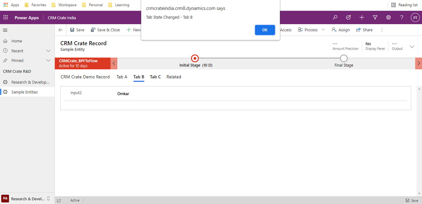 Trigger JavaScript during Tab change event in Dynamics 365 - CRM Crate