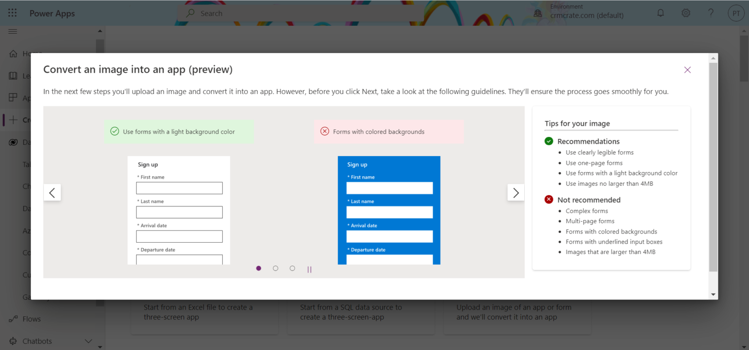 Power Apps | Creating a new Canvas App from an image - CRM Crate