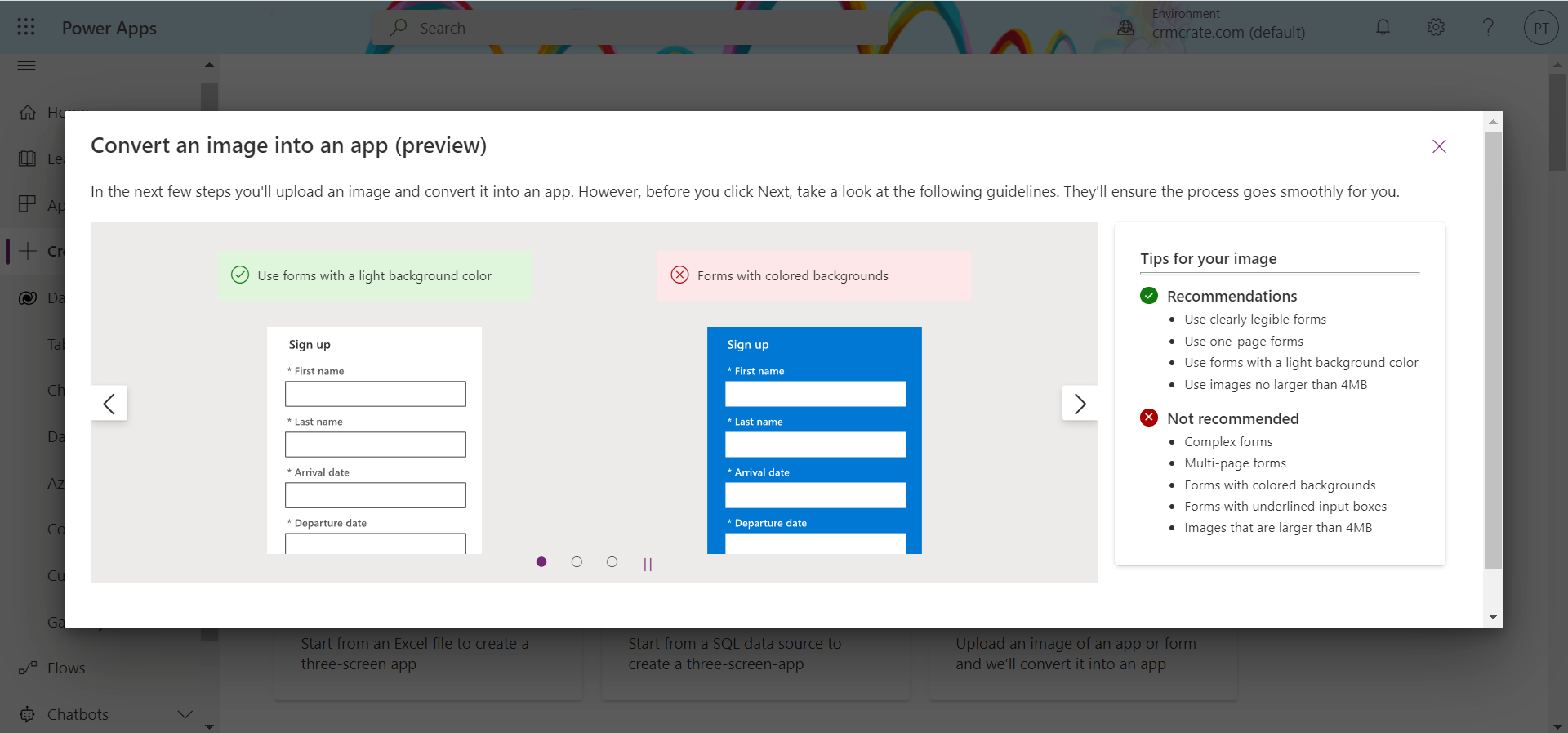 Power Apps Creating A New Canvas App From An Image Crm Crate