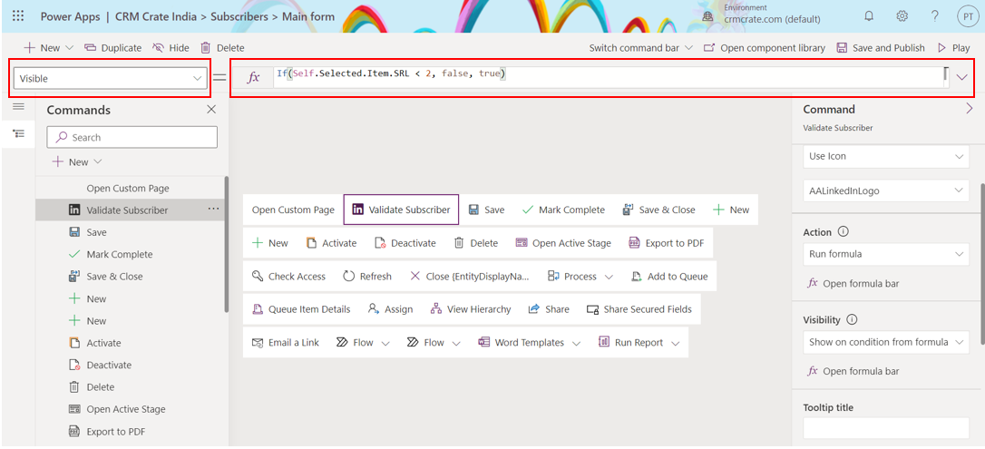 Hide / Show command buttons in Model Driven App using Power FX formula ...