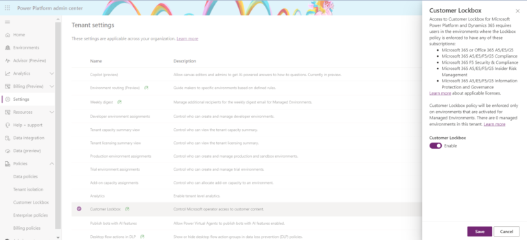 What is Customer Lockbox in Power Platform Admin Center? - CRM Crate