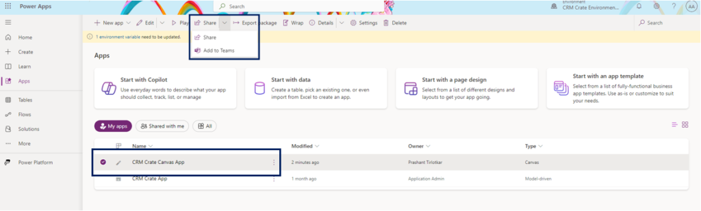 How to restrict users from sharing Canvas Apps? - CRM Crate