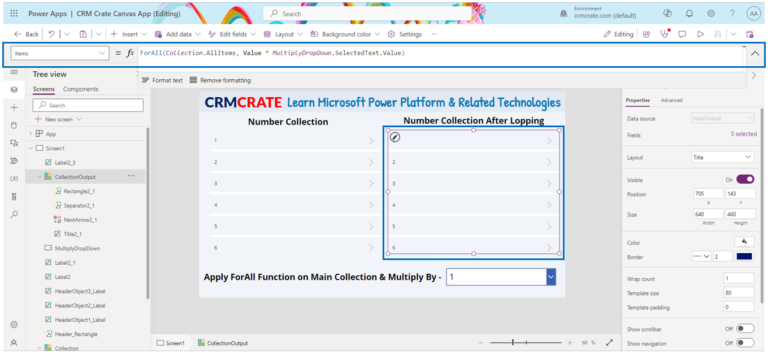 How to loop in Canvas App using ForAll function? - CRM Crate
