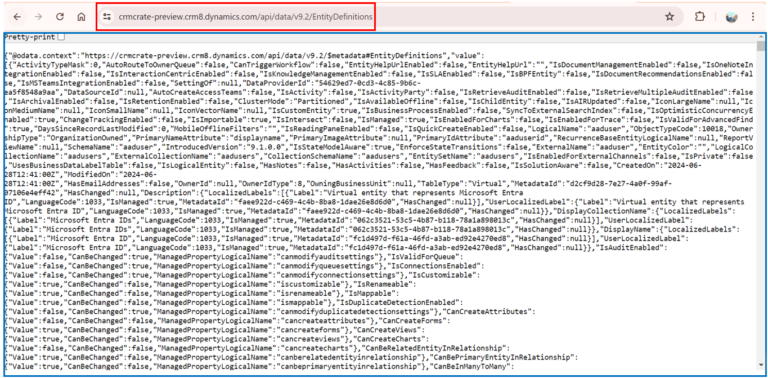 Retrieving Dataverse table metadata definitions via Web APIs