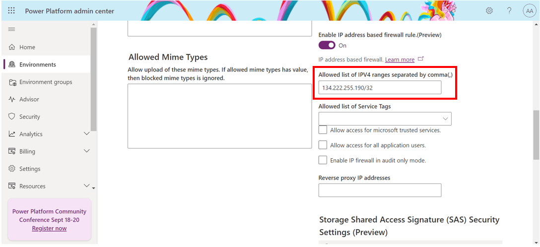 Restricting Power Apps access by blocking IP addresses (Firewall)