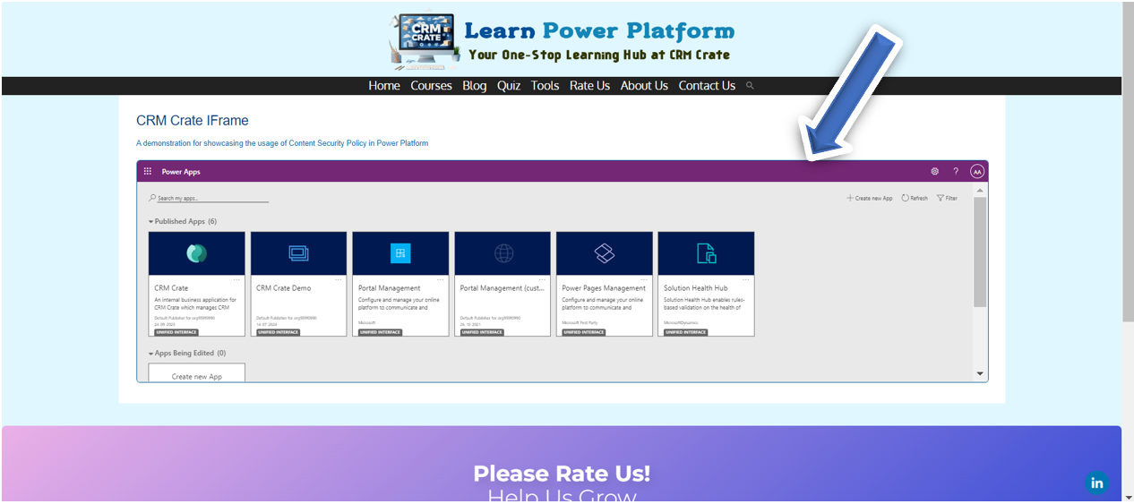 Block the display of Power App (Model-Driven & Canvas) in iFrames