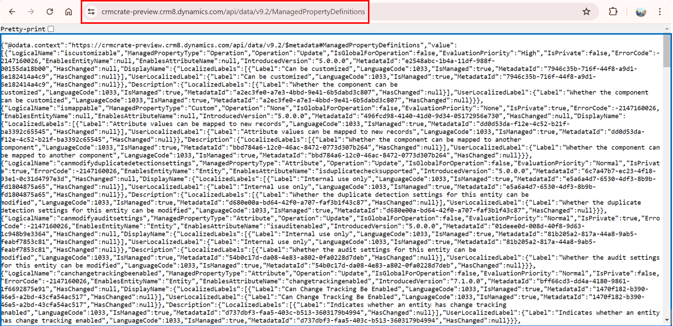 Retrieving Dataverse table metadata definitions via Web APIs