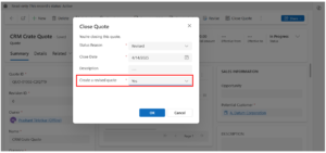 Change revised quote default using 'CommandDefinition' customization